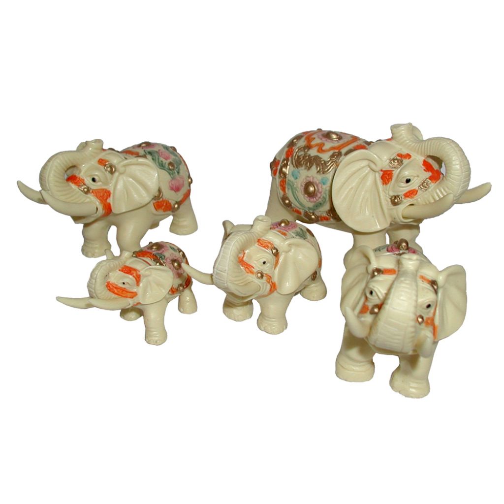 Set of Five Elephants